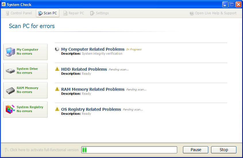 System Check - MalwareRid