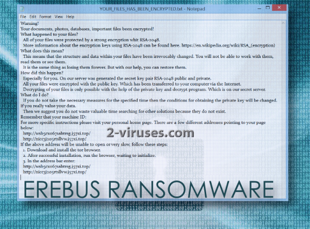 Erebus ransomware - MalwareRid